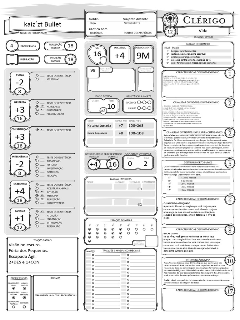 DND 5e - Ficha - Bullet Final | PDF