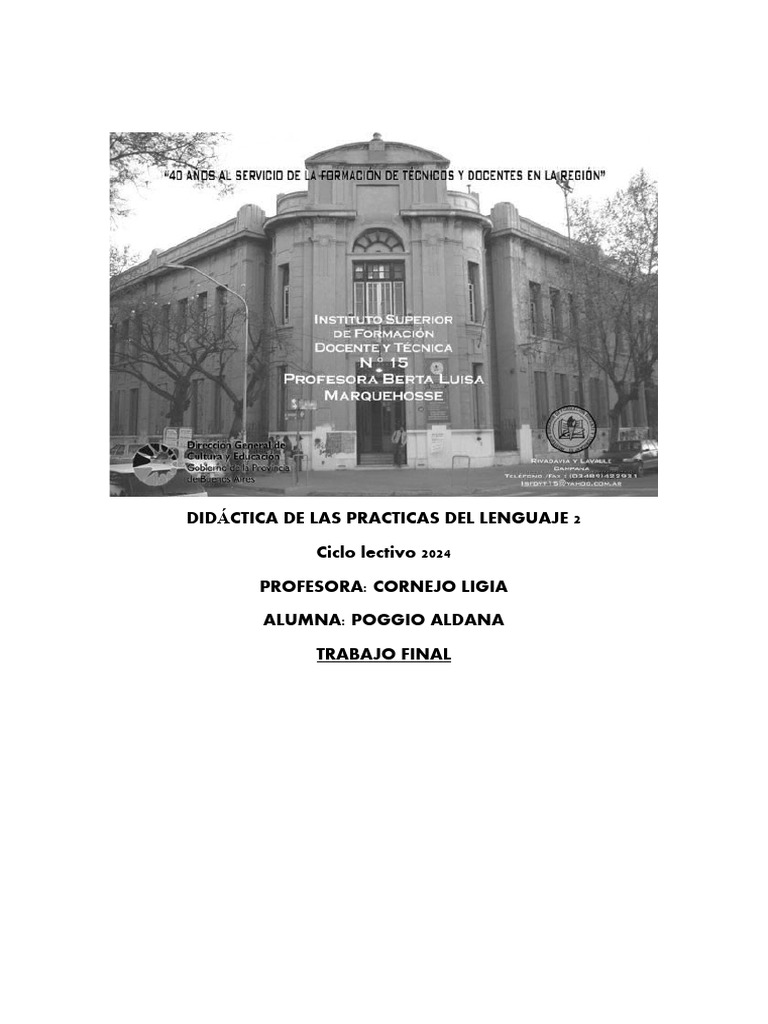 DIDÁCTICA DE LAS PRACTICAS DEL LENGUAJE 2-tp Final-Poggio Aldana | PDF ...