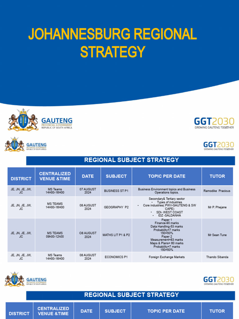 Johannesburg Regional Subject Strategy 2024 | PDF