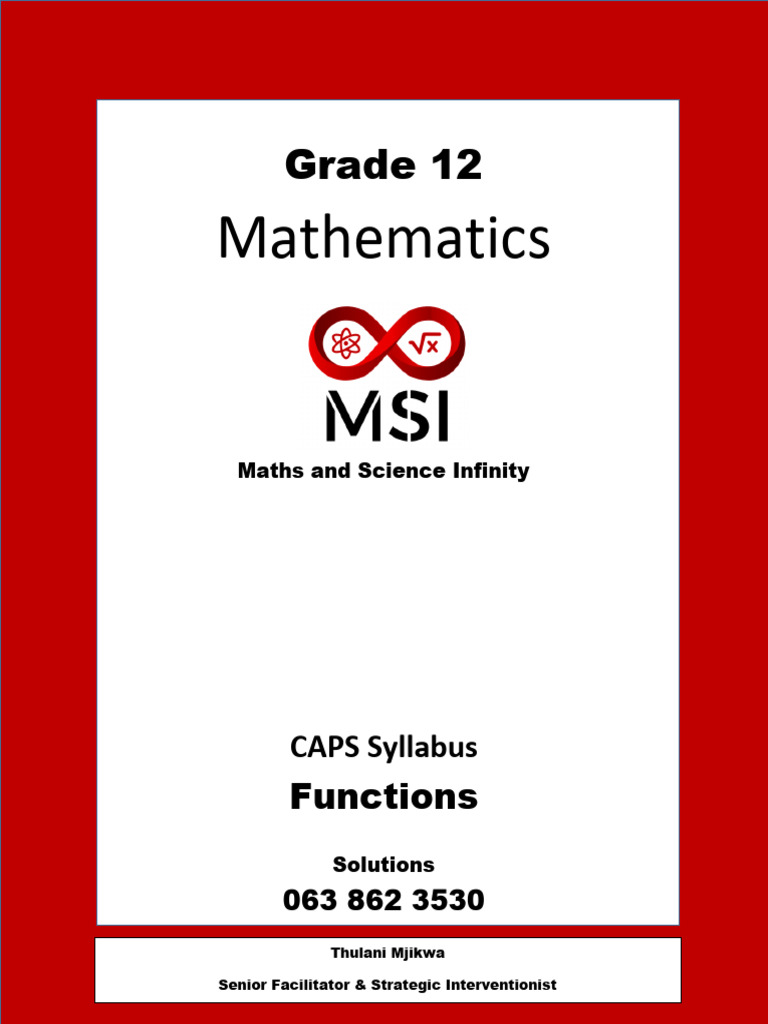 Functions Revision Booklet Solutions - 010202 | PDF | Mathematics ...