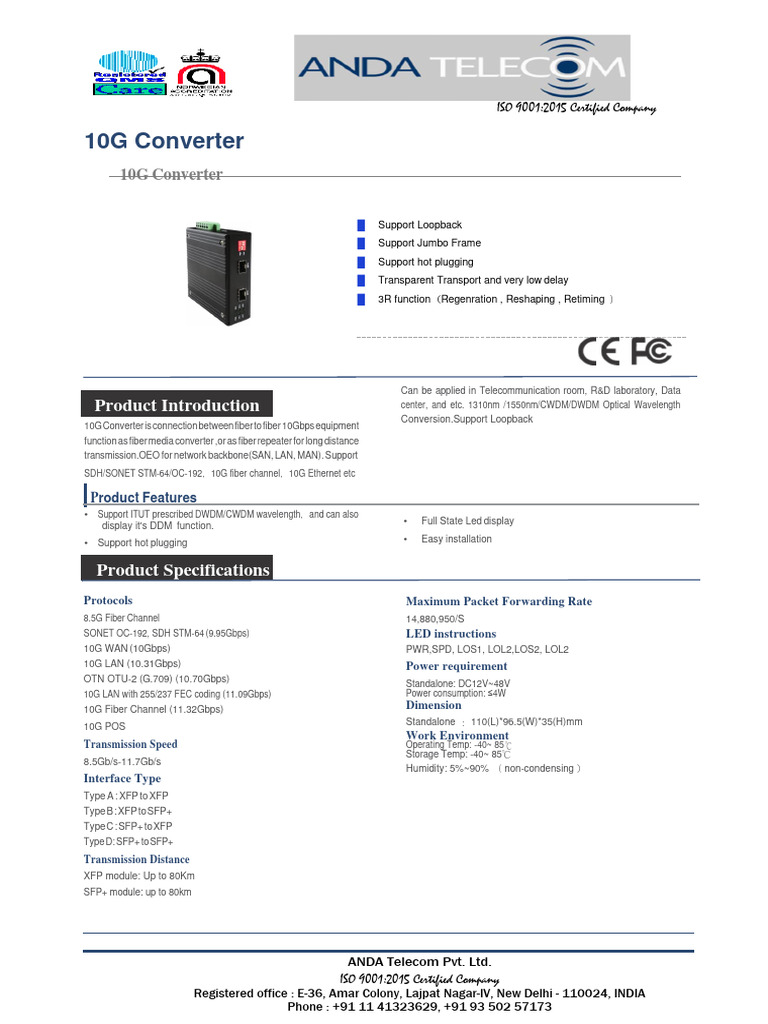 10G Inline Amplifier | PDF | Wavelength Division Multiplexing ...
