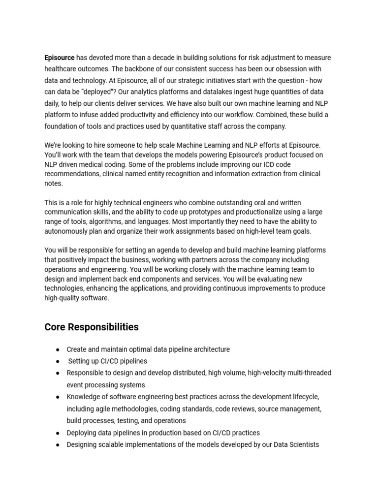 JD - Associate Data Engineer | PDF | Machine Learning | Computer ...