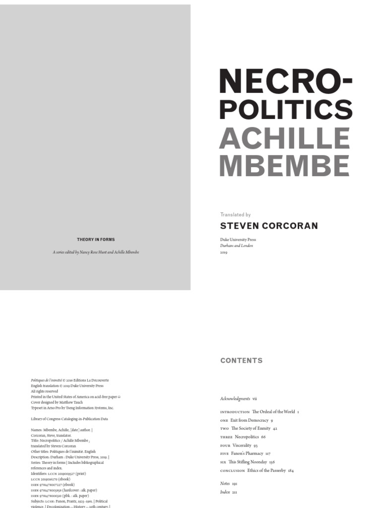 Necropolitics | PDF | Human | Colonialism