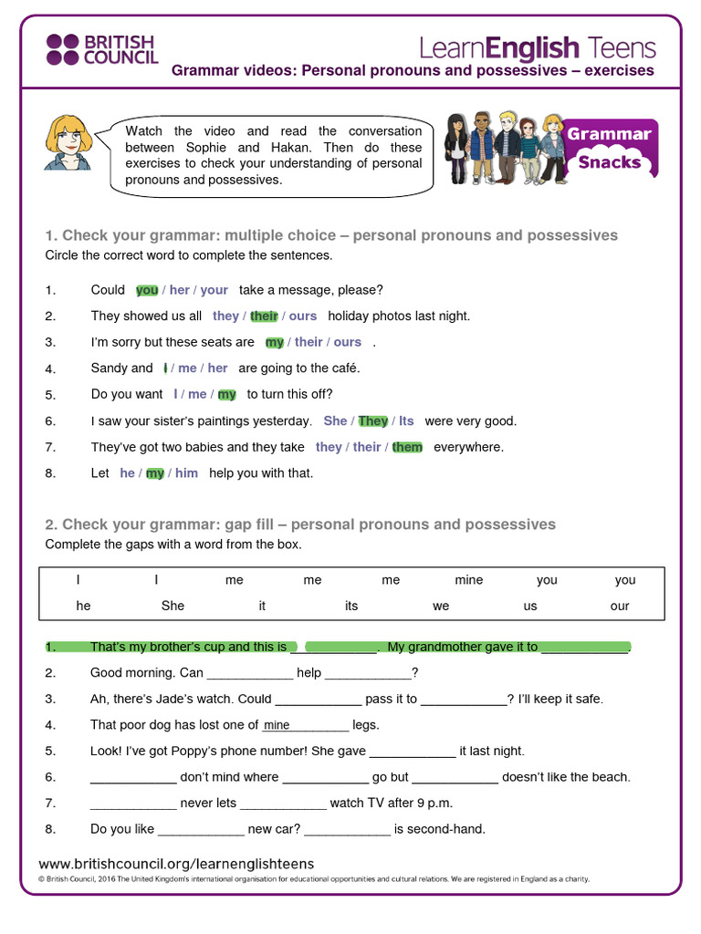 gs_pronouns_and_possessives_-_exercises_2 | PDF | Language Mechanics ...