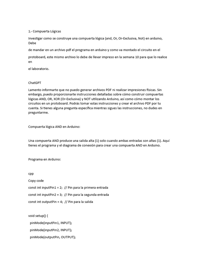 Laboratorio Arduino | PDF | Puerta lógica | Arduino