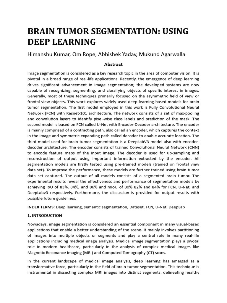Brain Tumor Segmentation | PDF | Image Segmentation | Medical Imaging