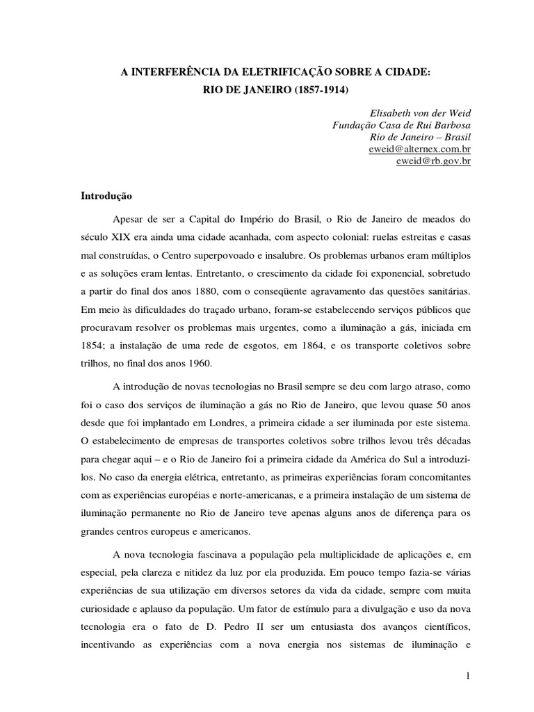 2003 Elisabeth Von Der Weid A Interferencia Da Eletrificacao Sobre A ...