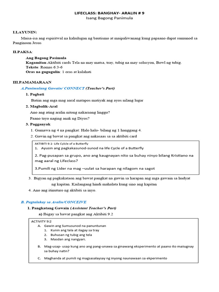 LC Lesson Plan 9th Week | PDF
