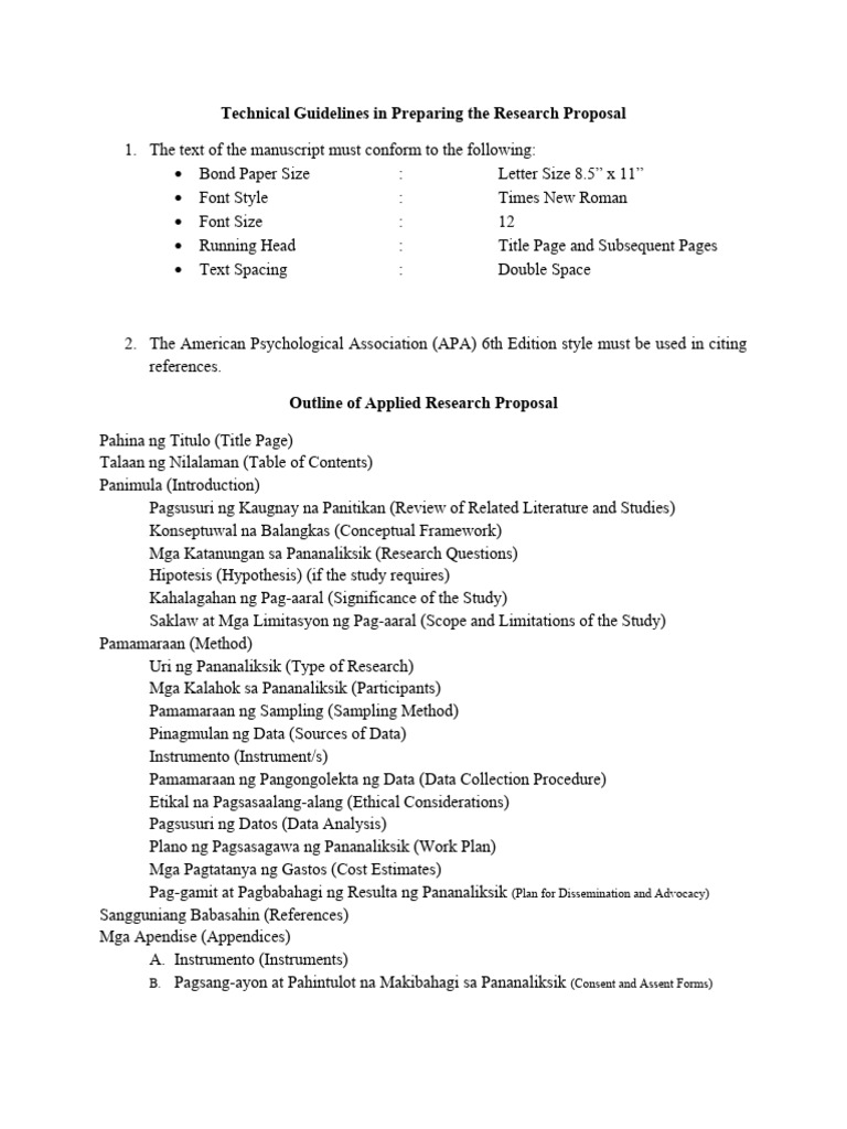 Applied Research Format Filipino | PDF