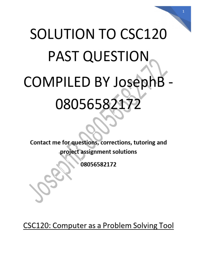 JosephB CSC120 Solution. | PDF | Bracket | Parameter (Computer Programming)