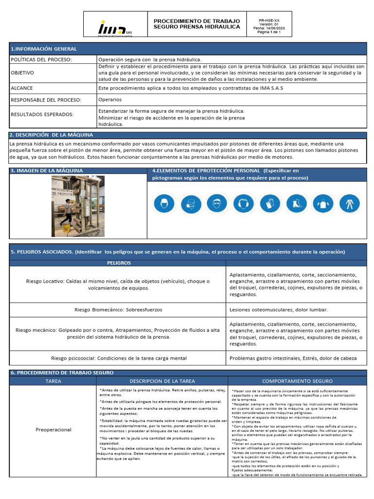 Procedimiento Prensa Hidraulica | PDF | Embrague