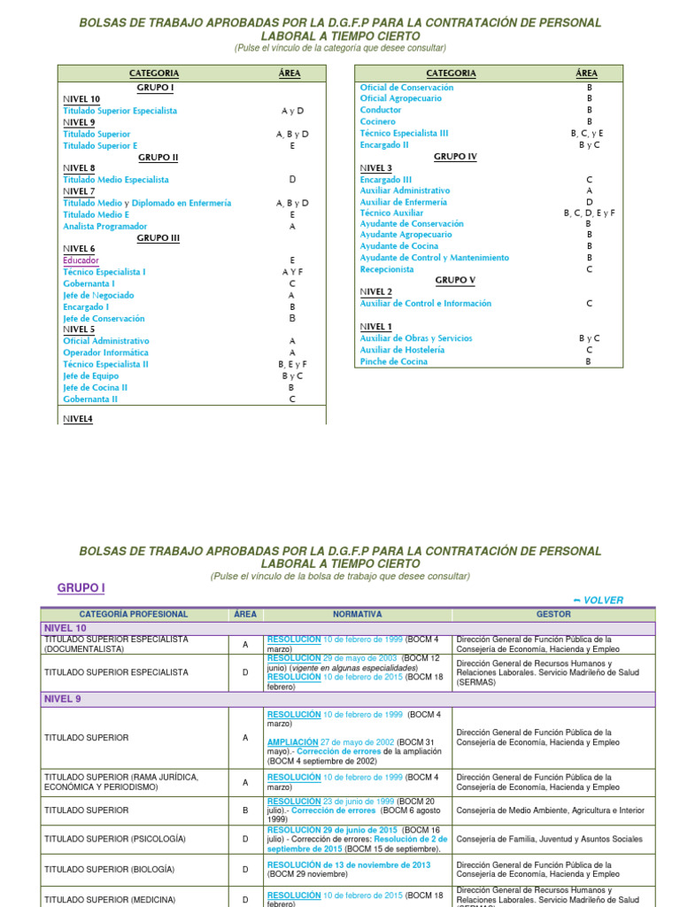 Bolsas de Trabajo Aprobadas Por DGFP | PDF | Madrid | Gestión de recursos humanos