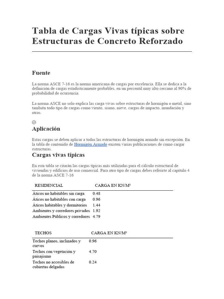 Cargas Vivas en Concreto Reforzado | PDF