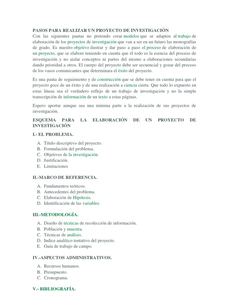 Pasos para un Proyecto de Investigación | PDF | Hipótesis | Teoría