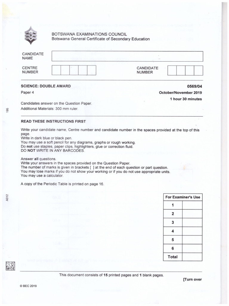Double Science PP4 2019 | PDF