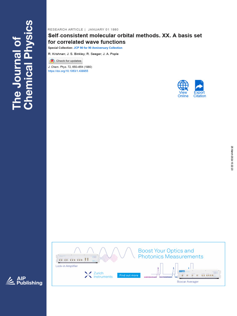 (1980) Self Consistent Molecular Orbital Methods | PDF | Hartree–Fock ...