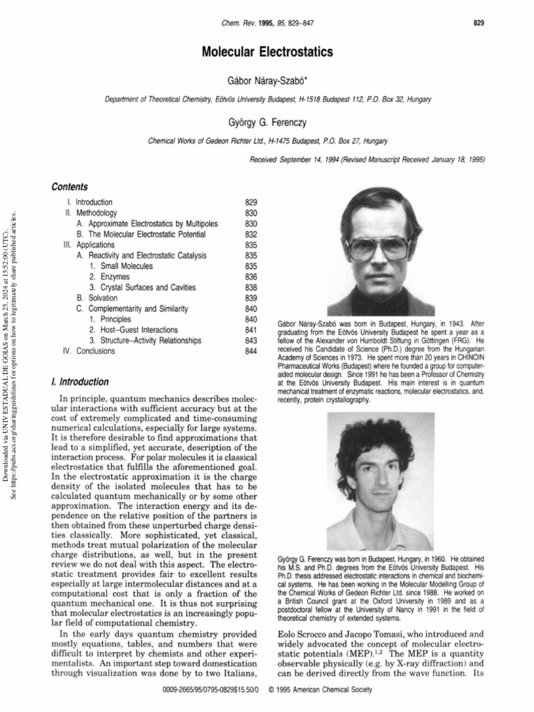 Molecular Electrostatics Review | PDF | Molecules | Intermolecular Force
