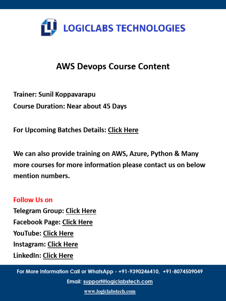 Sunil AWS Devops Course Content-1 | PDF | Version Control | Software Development