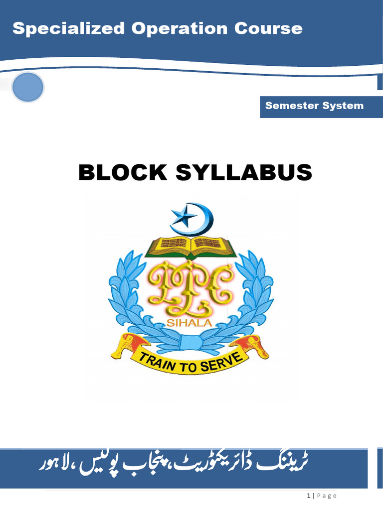 Punjab Police Specialized Operation Course | PDF | Stress (Biology ...