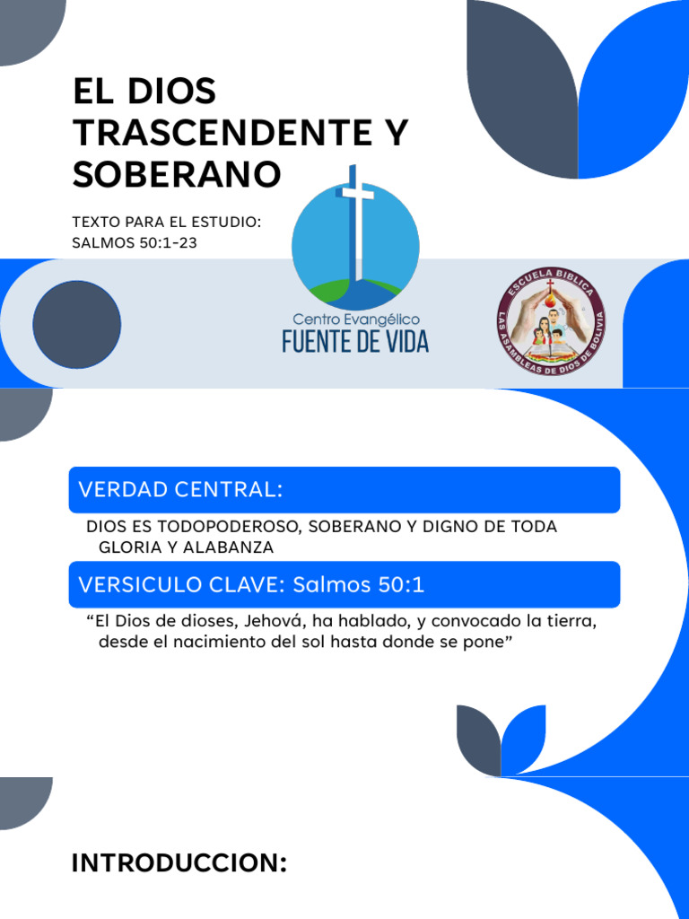 LECCIÓN 22 - El Dios Trascendente Y Soberano (Presentacion Diapositivas) | PDF | Dios | Salmos