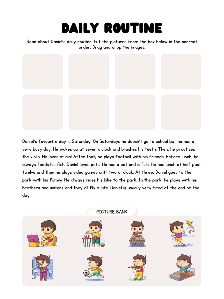Daily Routine Digital Worksheet in Multicolour Illustrative Style | PDF ...