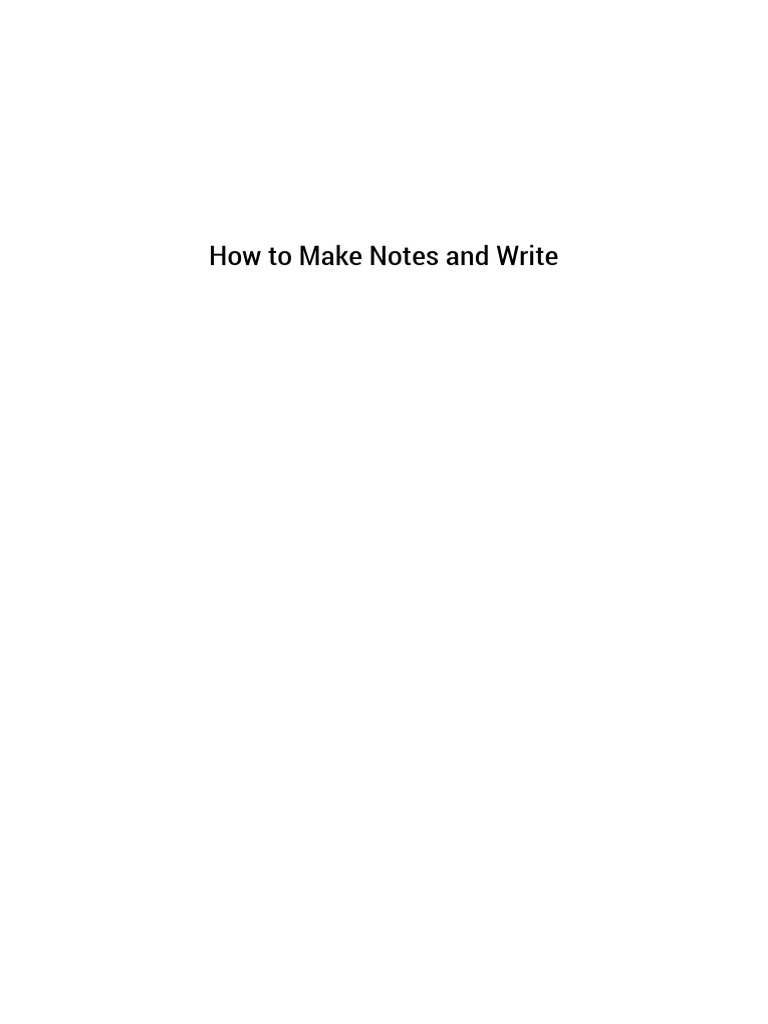 How To Make Notes and Write - Dan Allosso - 2022 | PDF | Thought | Idea