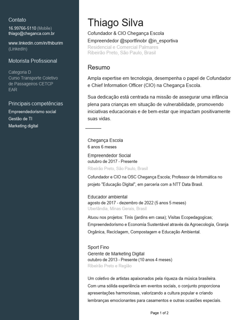 Curriculo Thiago Silva | PDF | Brasil