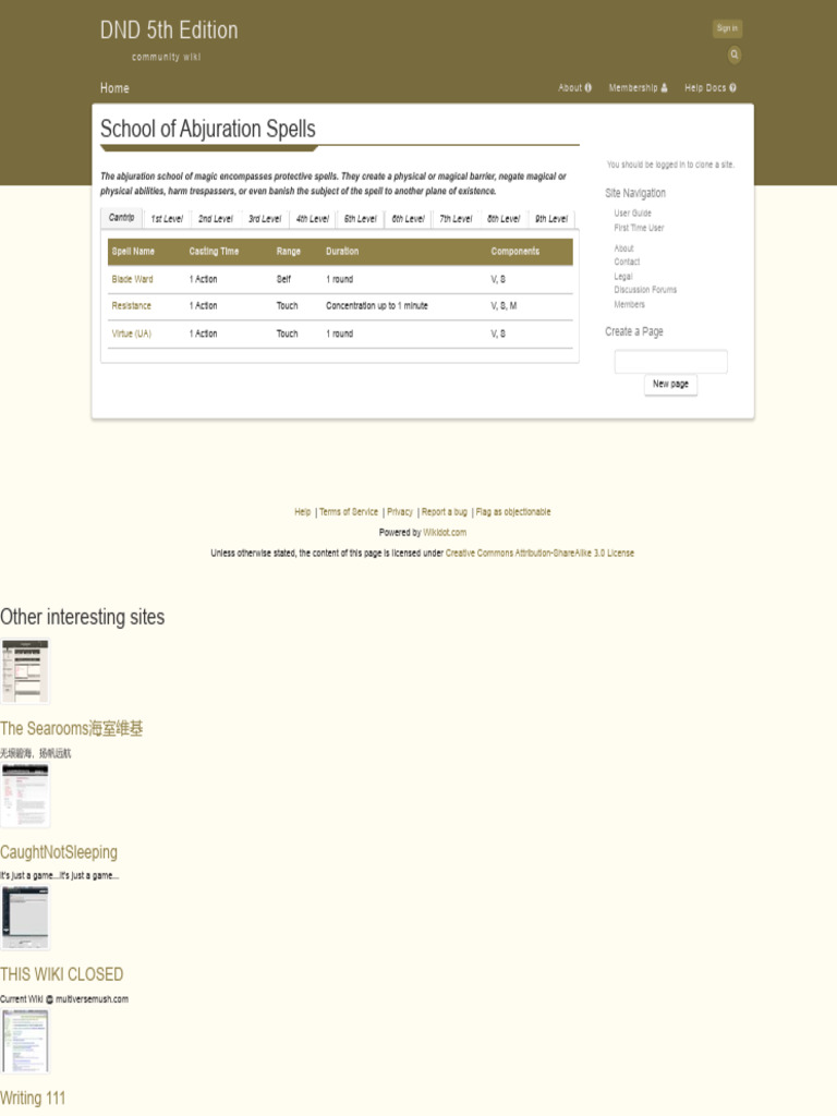 School of Abjuration Spells - DND 5th Edition | PDF | Wiki | World Wide Web