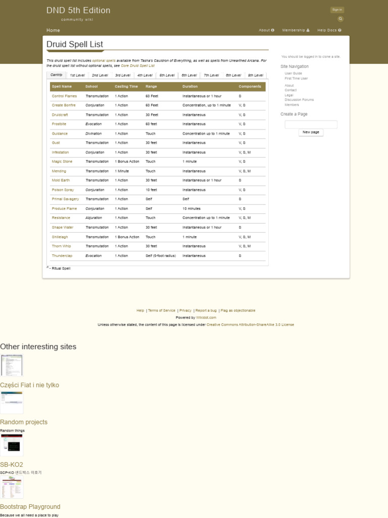 Druid Spell List - DND 5th Edition | PDF | Dungeons & Dragons | Gary Gygax Games