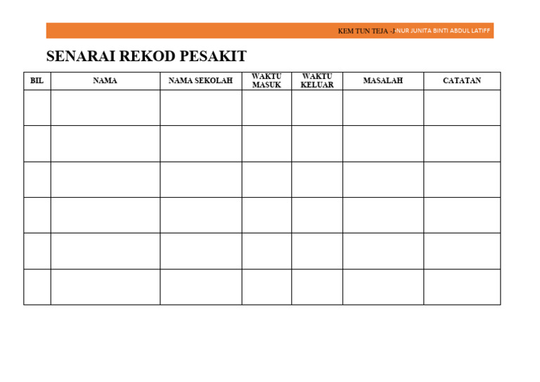 Borang Rekod Pesakit | PDF