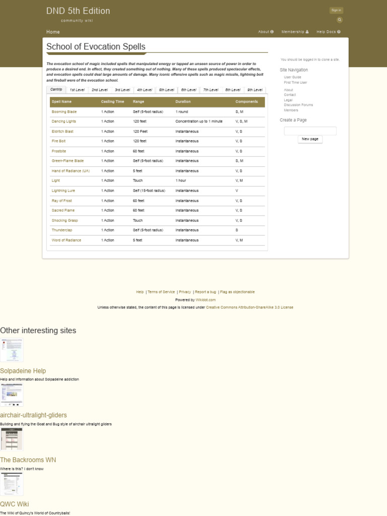 School of Evocation Spells - DND 5th Edition | PDF