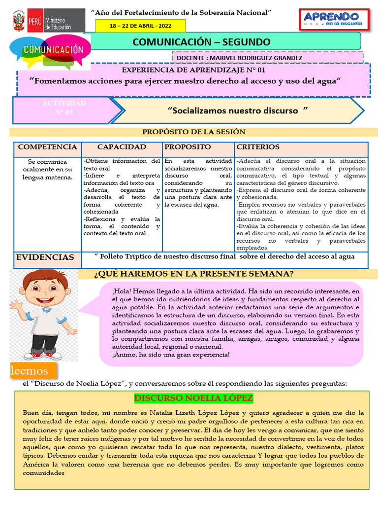 Experiencia De Aprendizaje 1 Actividad 3 1ero Y 2do Grado