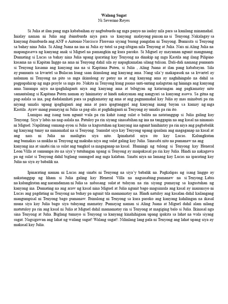 Walang Sugat Ni Severino Reyes | PDF