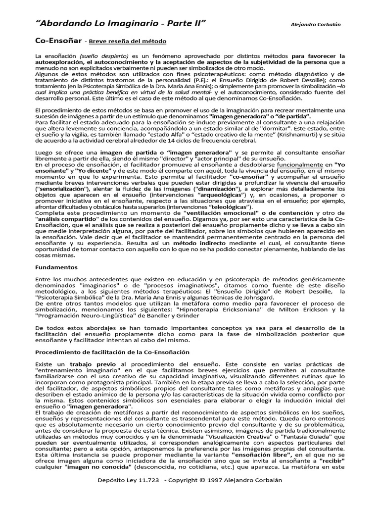 Metodo de Co-Ensoñación 1 - CLR | PDF | Sueño | Psicoterapia