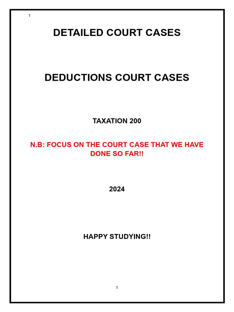 Detailed Court Cases - Focus To Those We Are Doing | PDF | Expense ...