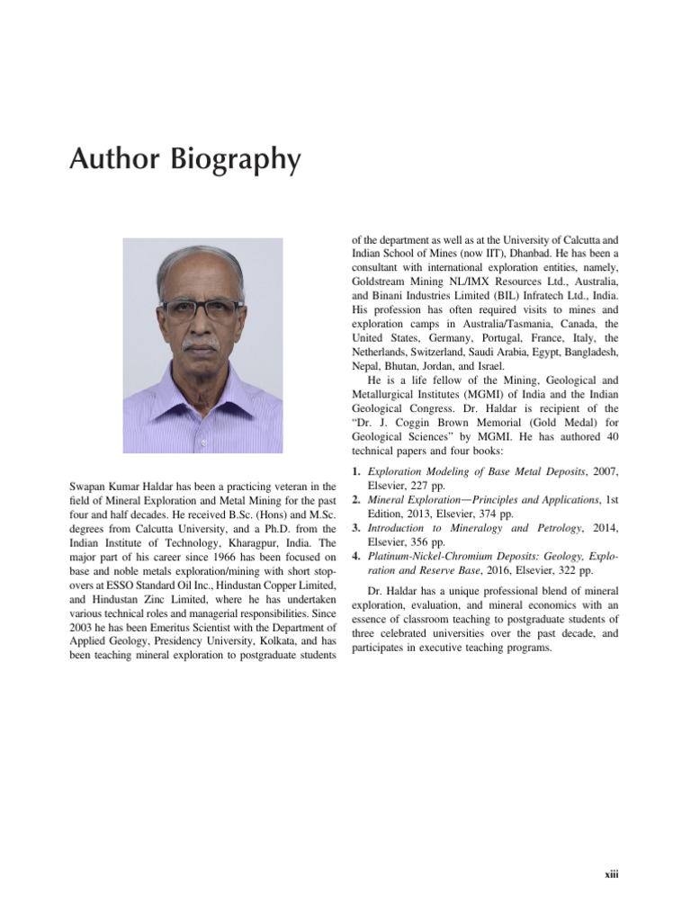 Author Biography 2018 Mineral Exploration | PDF | Mining | Minerals