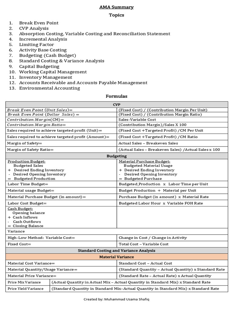 AMA Summary | PDF | Net Present Value | Internal Rate Of Return