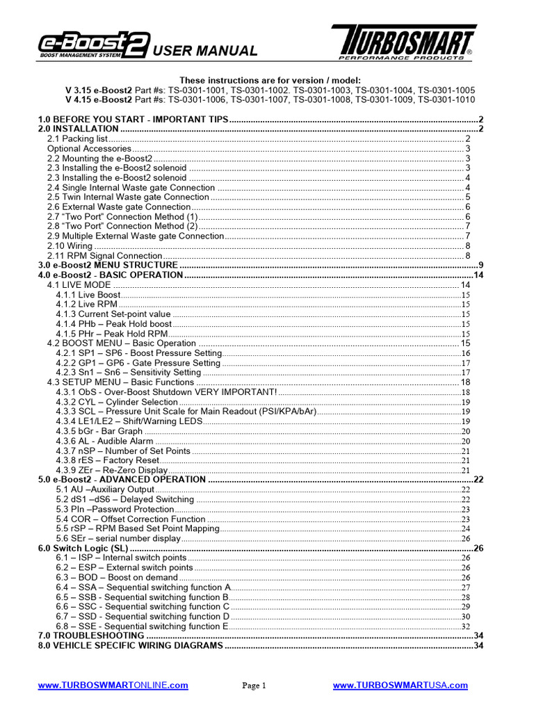 e-Boost2 User Manual and Wiring Guide | PDF | Turbocharger | Engines