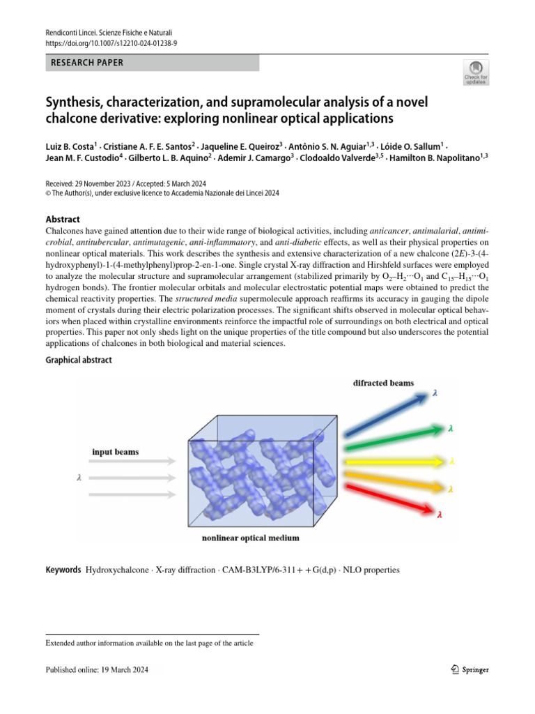 Synthesis, Characterization, and Supramolecular Analysis of A Novel Chalcone Derivative ...