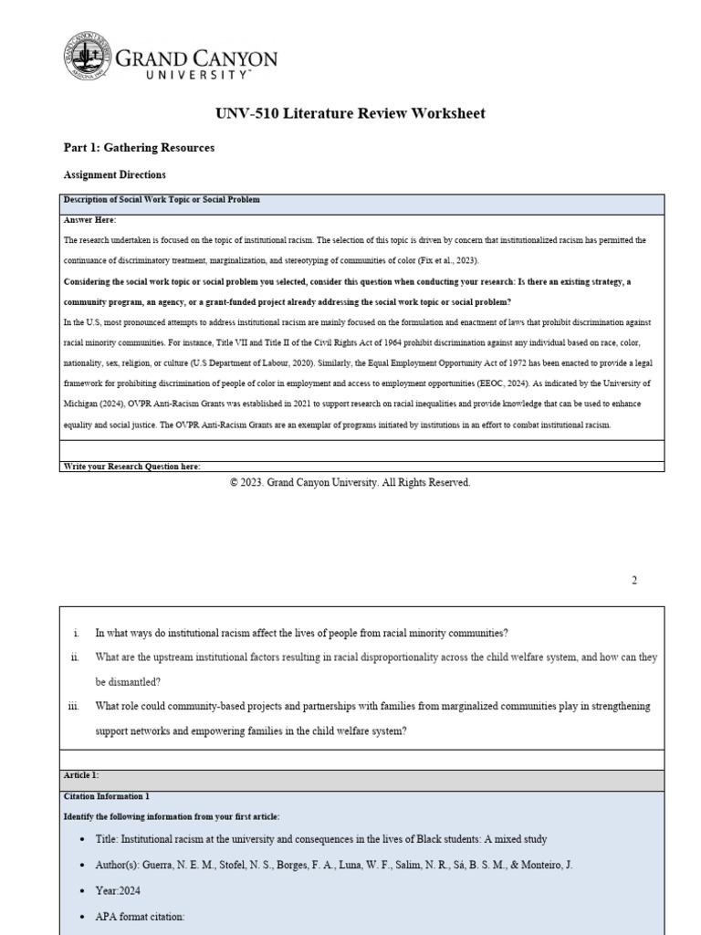 Social Work Essay Literature Review (Obj. 3.1, 3.2, 3.3, and 3.4) Revised | PDF | Racism ...