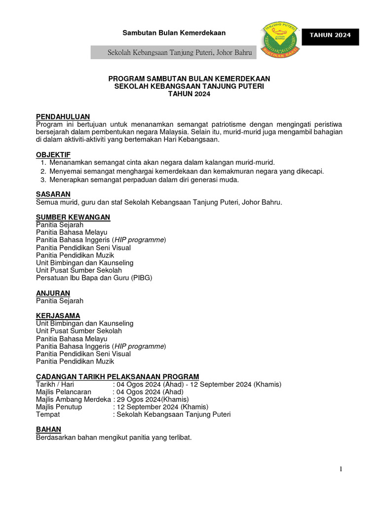 Program Sambutan Bulan Kemerdekaan 2024 | PDF