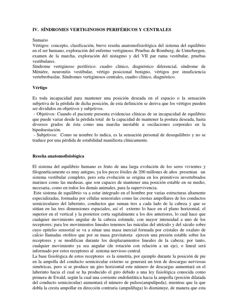 Sindrome Vertiginoso | PDF | Cerebelo | Vértigo