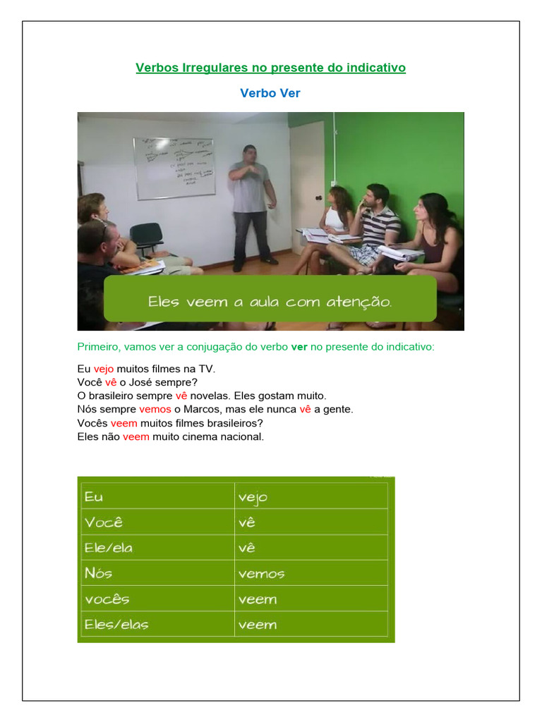 Verbos Irregulares No Presente Do Indicativo | PDF