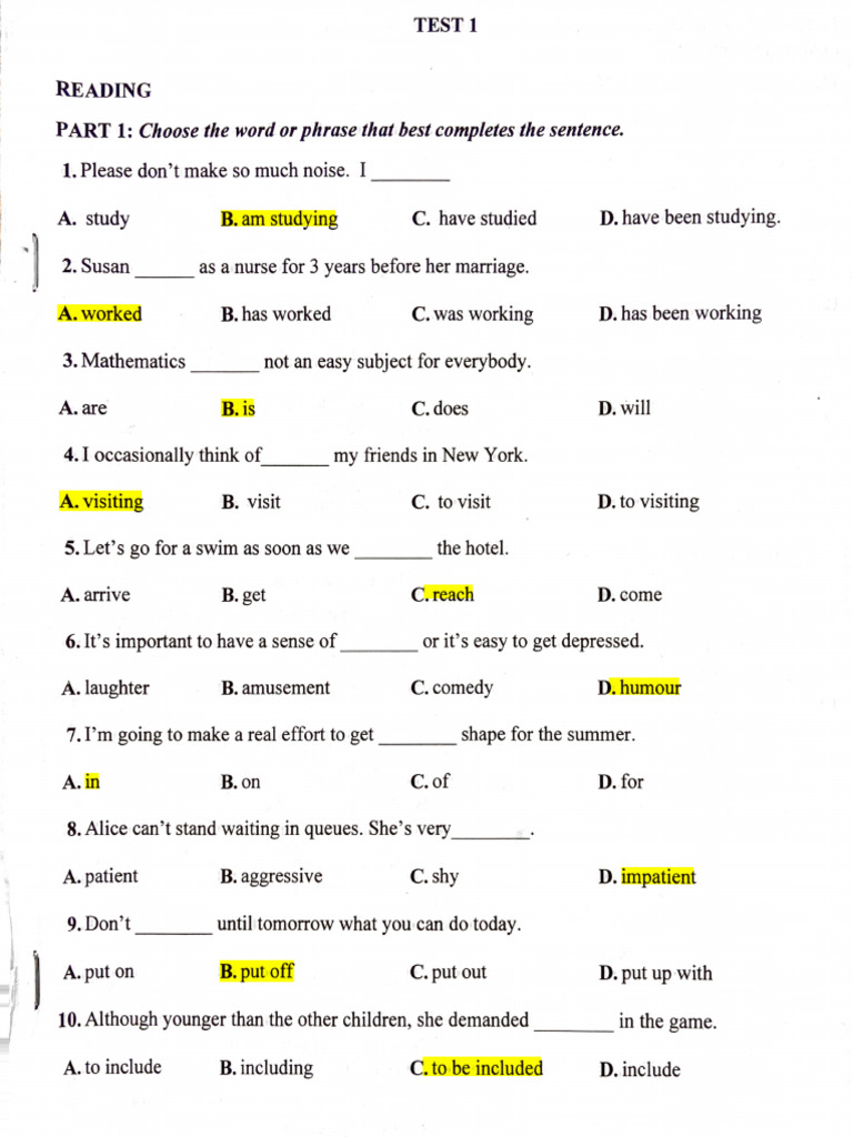 Grammar and Vocab Multiple Choice | PDF