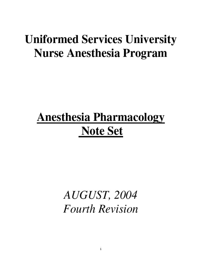 Anesthesia Pharmacology Note Set | PDF | Pharmacokinetics | Bioavailability
