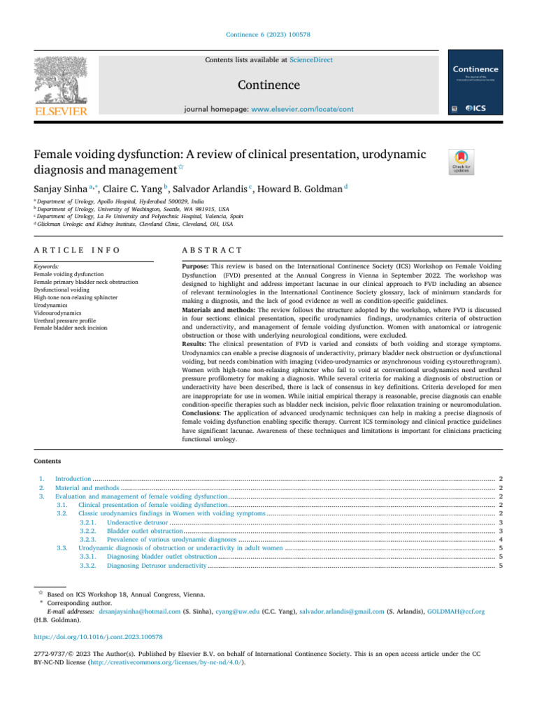 Female Voiding Dysfunction Review | PDF | Urinary Incontinence | Urination