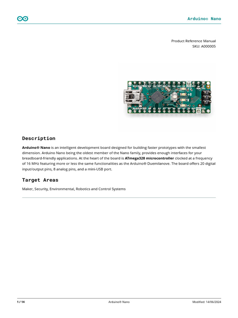 A000005-datasheet | PDF | Arduino | Electronics