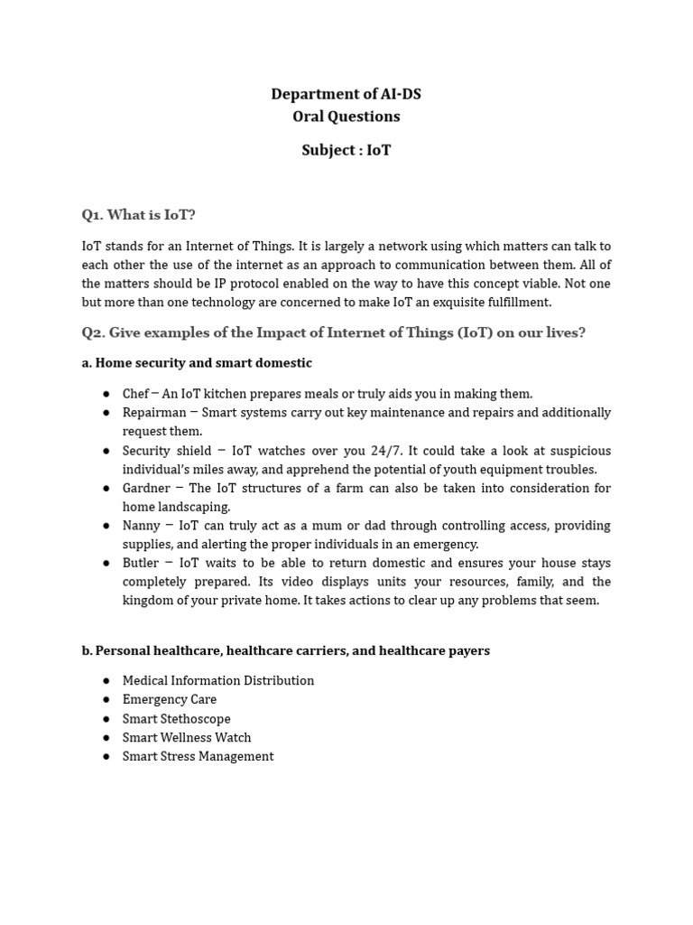 Oral Quesstion IOT Lab | PDF | Internet Of Things | Raspberry Pi
