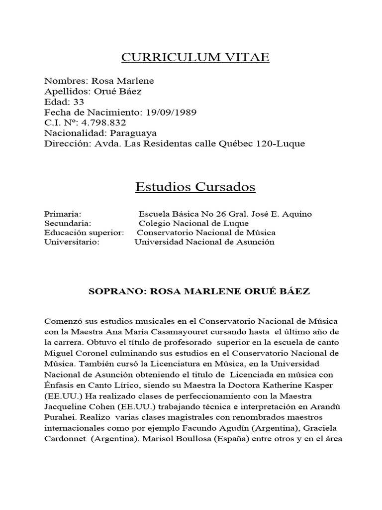 Soprano Rosa Marlene: Trayectoria y Logros | PDF | Ópera | Canto