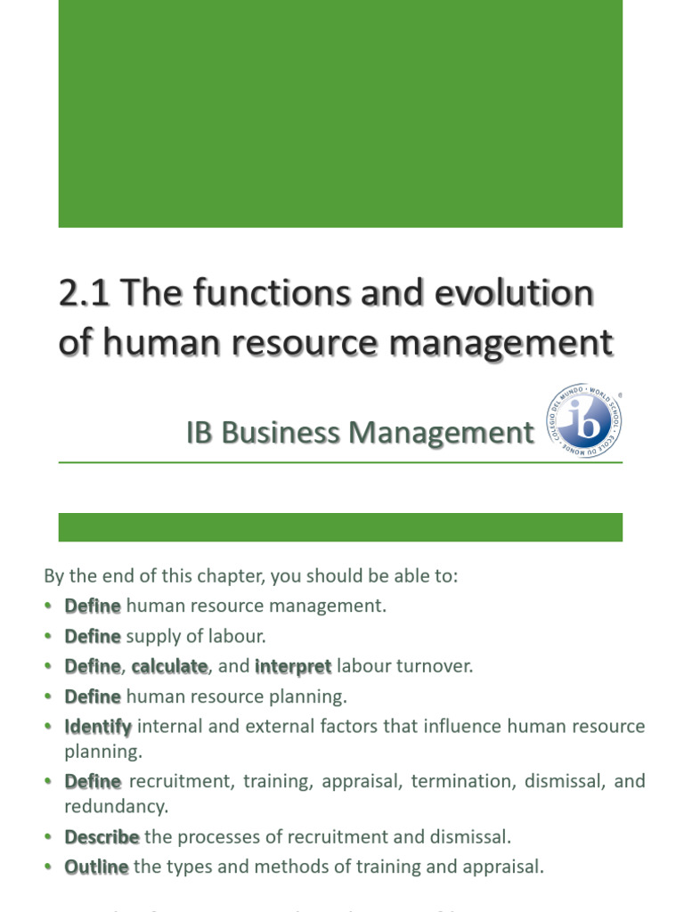 2.1 The Functions and Evolution of Human Resource Management | PDF ...
